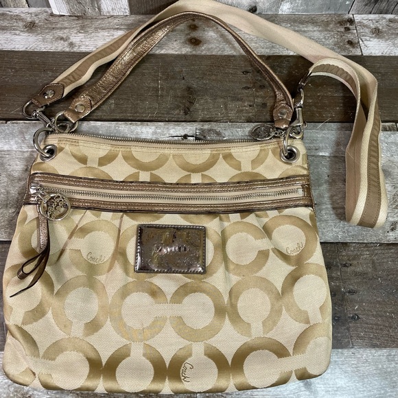 Coach | Bags | Coach Poppy Crossbody Signature C Pattern In Tan And ...